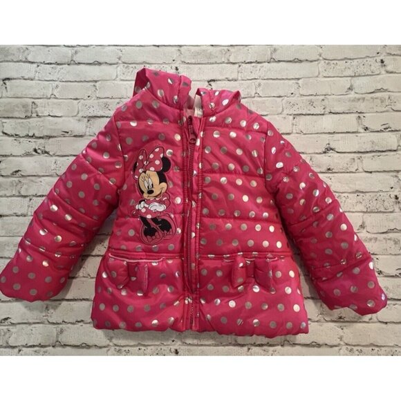 Disney | Jackets & Coats | Disney Minnie Mouse Hooded Puffer Jacket Hot ...